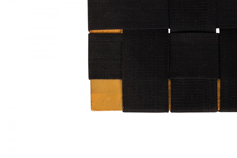 Modern Woven Black Webbing and Bleached Walnut Rectangular Bench For ...