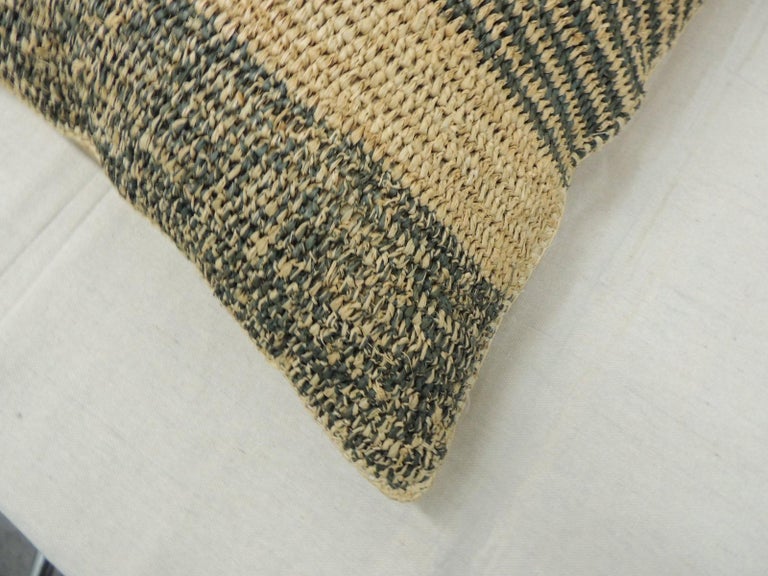 Modern Woven Green and Natural Raffia Square Decorative Pillow For Sale ...