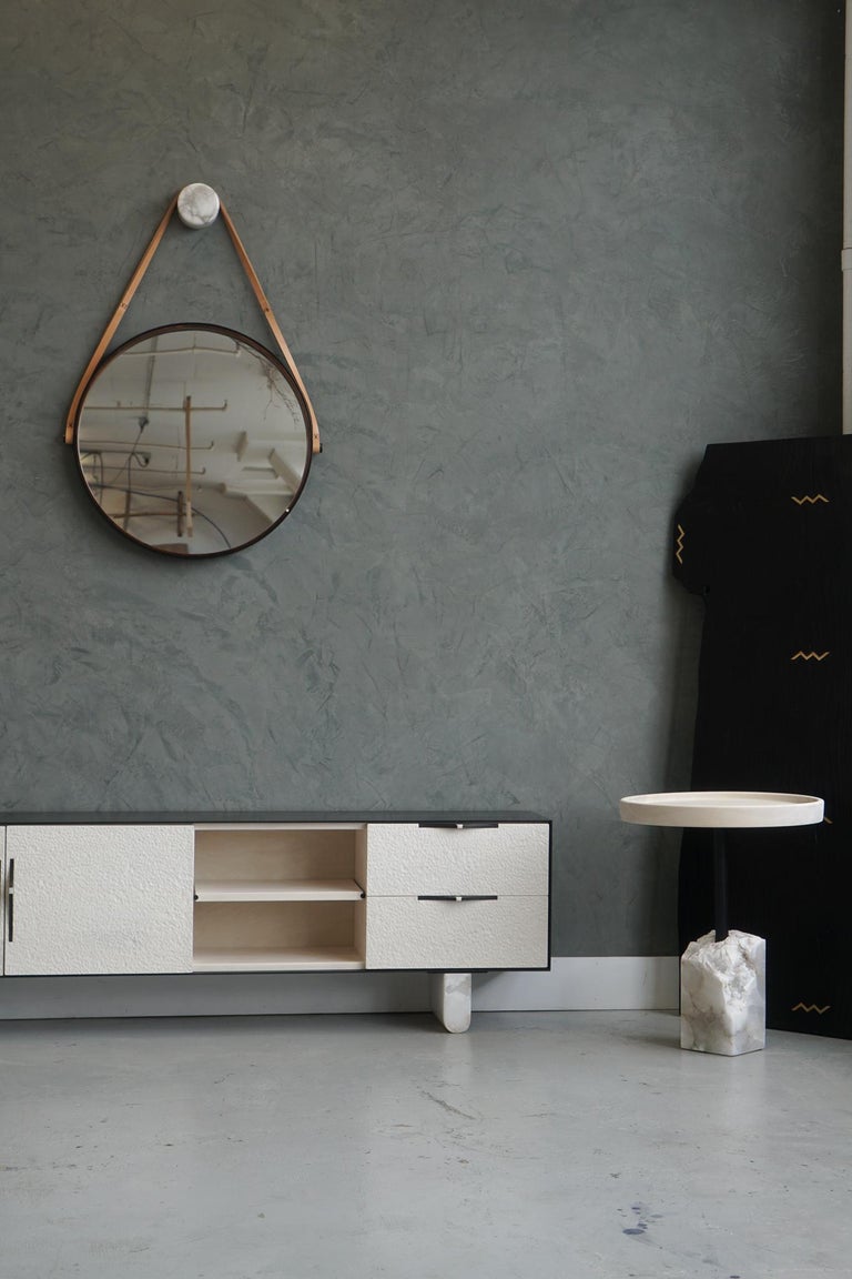 Modern XI Mirror in Alabaster, Steel Walnut and Leather by Ordinal ...