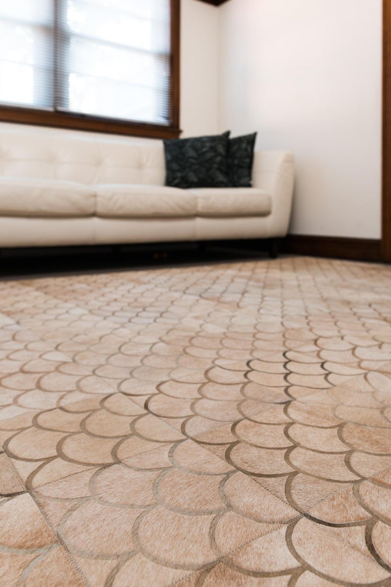 Scallop crescent pattern Customizable Luneta Cowhide Area Floor Rug ...