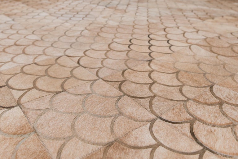 Modern Scallop crescent pattern Customizable Luneta Cowhide Area Floor ...