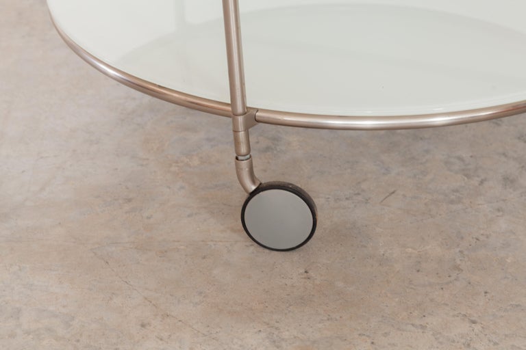 Modern Zanotta Round Coffee Table with Castor-Mounted Wheels at 1stDibs