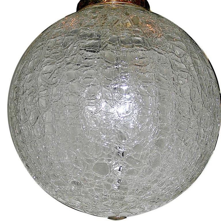 Moderne Crackled Glass Globe Light Fixture at 1stDibs
