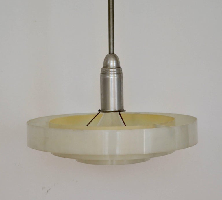 Moderne Plexiglass and Aluminum Concentric Ring Pendant Light at 1stDibs