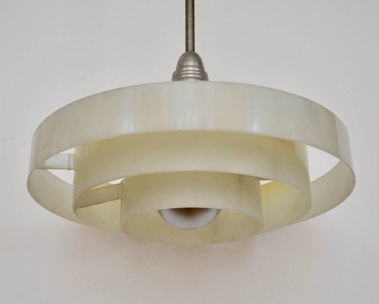 Moderne Plexiglass and Aluminum Concentric Ring Pendant Light at 1stDibs