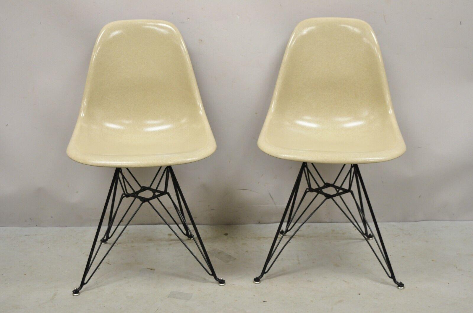 Modernica Case Stand Oatmeal Fiberglass Side Chair with Black Metal ...