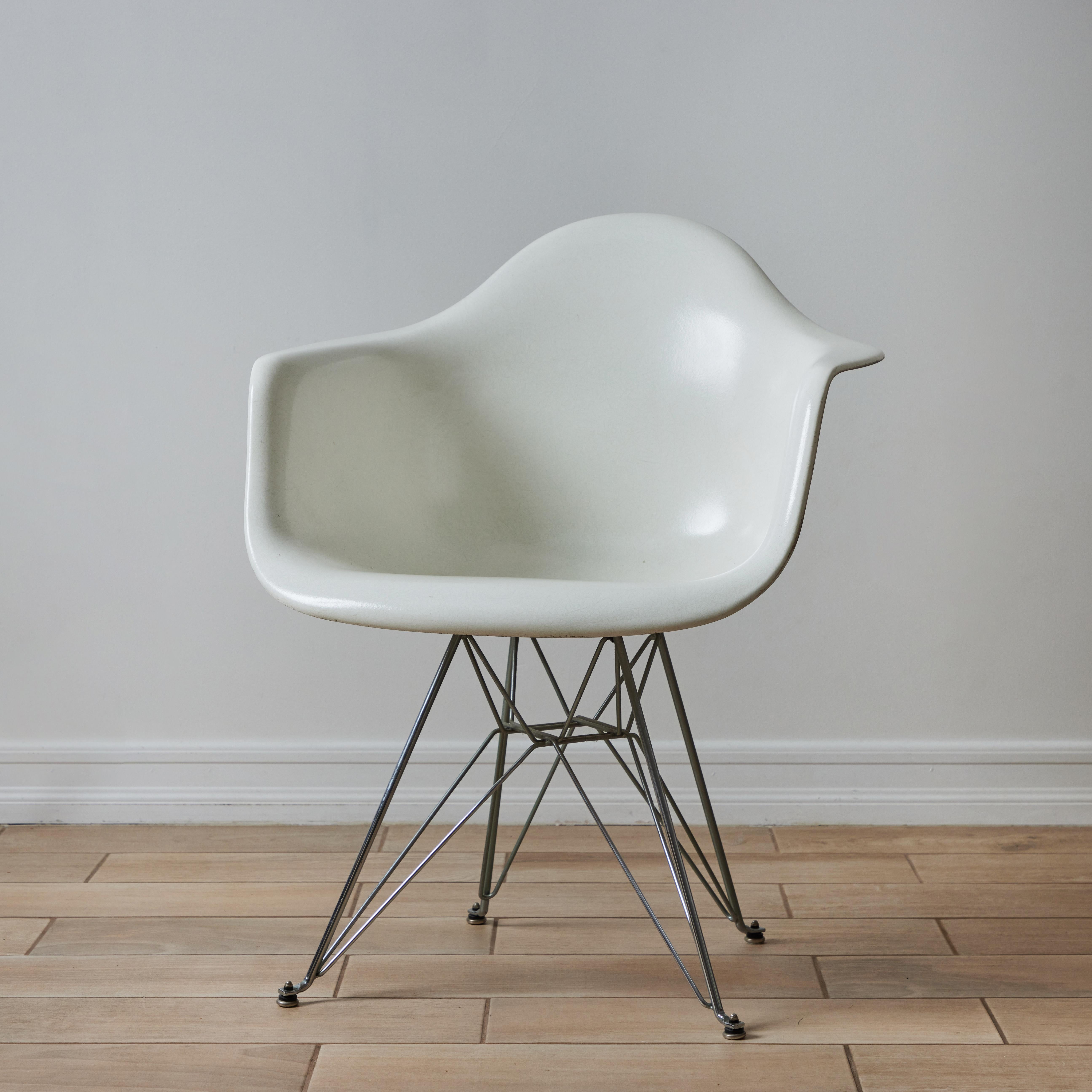 Modernica Case Study White Fiberglass Arm Shell Chair with Chrome ...