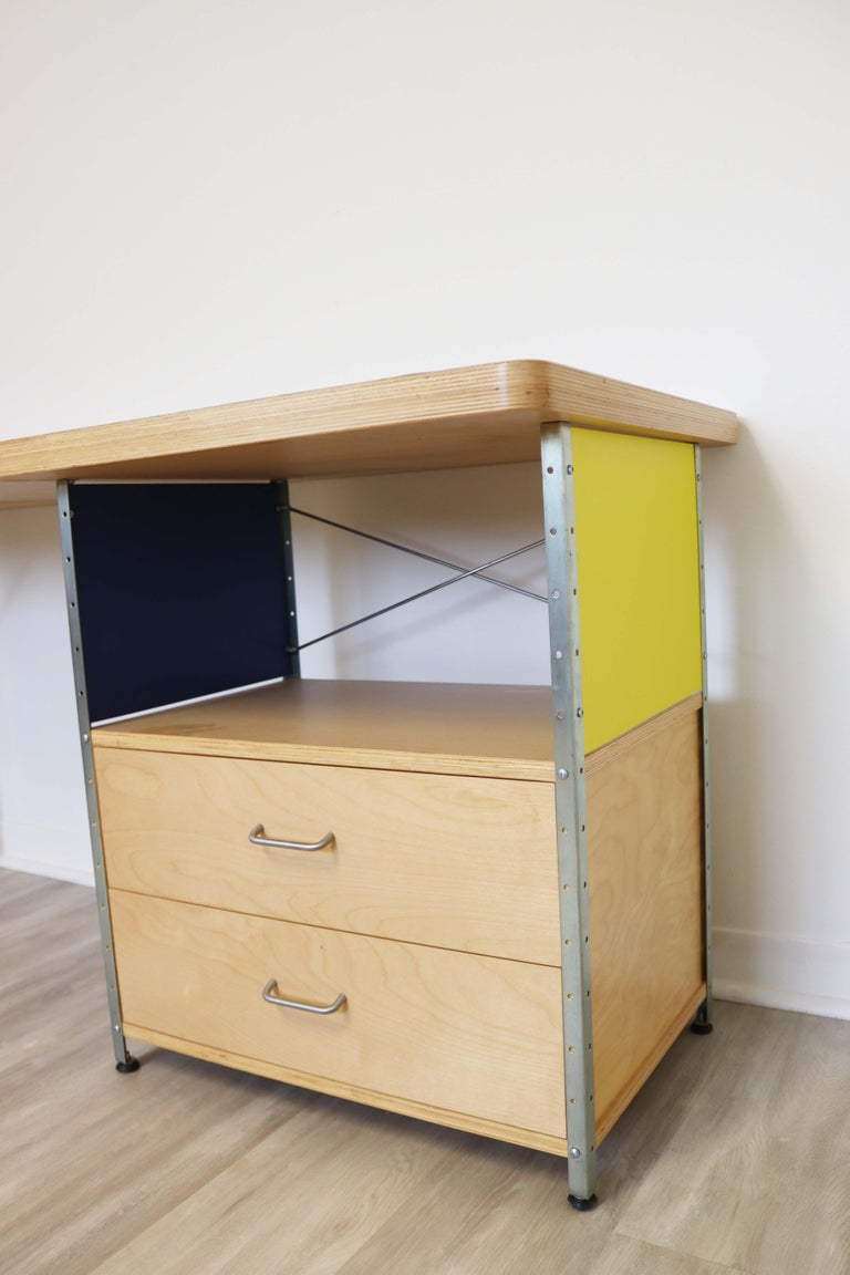 Modernica Case Study Wood and Fiberglass Desk 2 Drawer Modern at 1stDibs