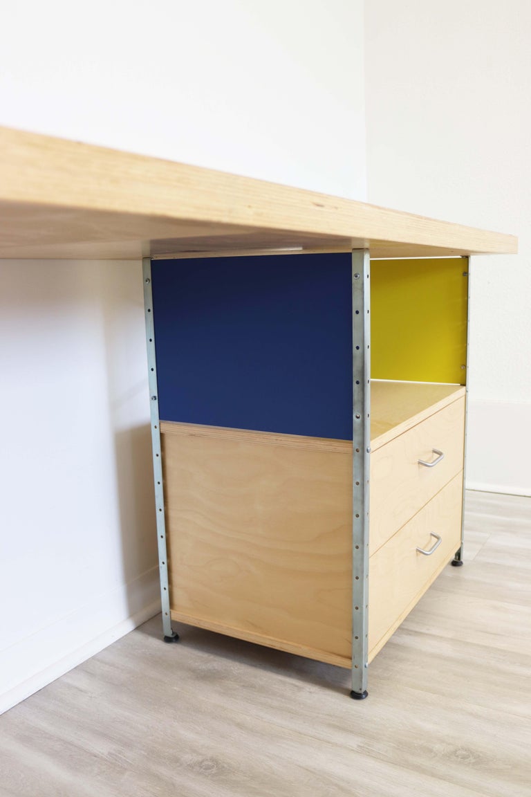 Modernica Case Study Wood and Fiberglass Desk 2 Drawer Modern at 1stDibs