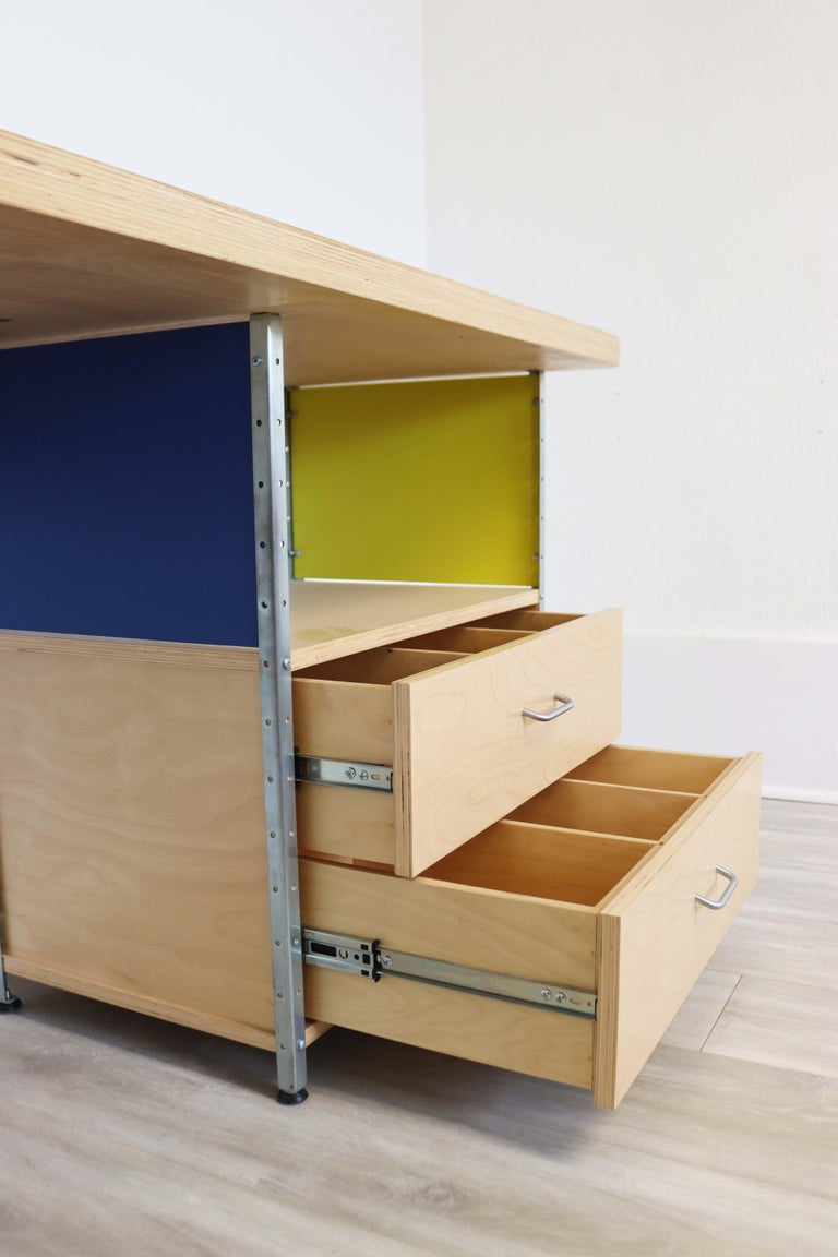 Modernica Case Study Wood and Fiberglass Desk 2 Drawer Modern at 1stDibs