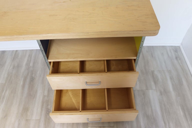 Modernica Case Study Wood and Fiberglass Desk 2 Drawer Modern at 1stDibs