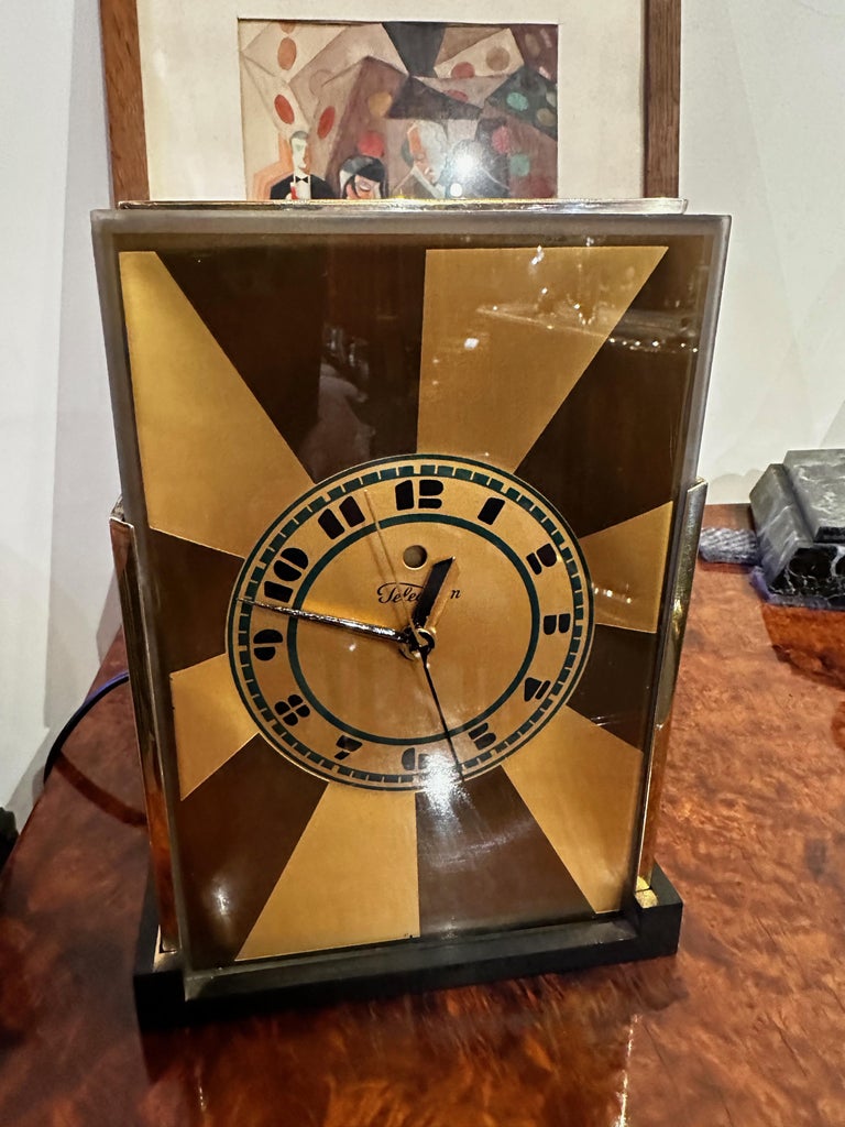 Modernique Clock by Paul Frankl Art Deco Skyscraper Telechron Clock, 1928 at 1stDibs