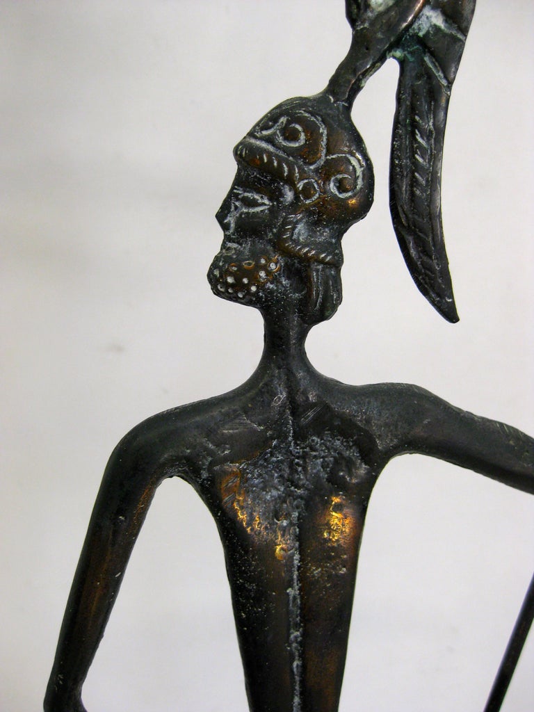 Modernist 1950's Achilles God Patinated Bronze Sculpture Made in Italy ...