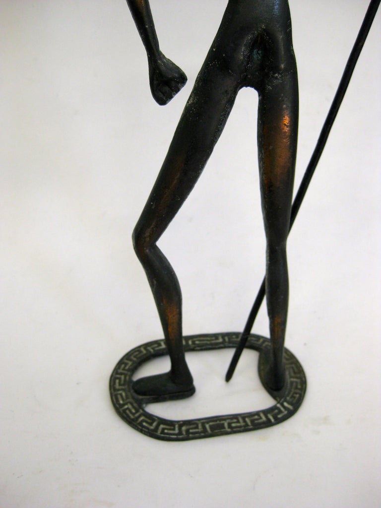 Modernist 1950's Achilles God Patinated Bronze Sculpture Made in Italy ...