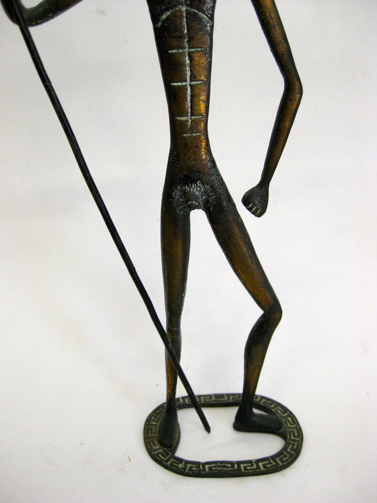 Modernist 1950's Achilles God Patinated Bronze Sculpture Made in Italy ...