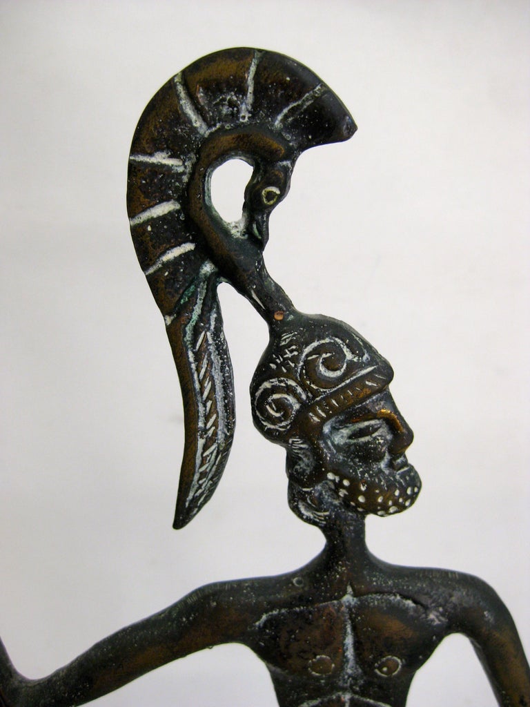 Modernist 1950's Achilles God Patinated Bronze Sculpture Made in Italy ...