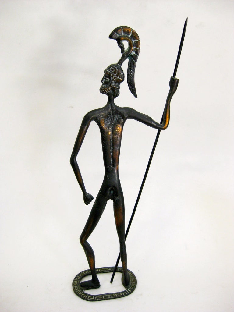 Modernist 1950's Achilles God Patinated Bronze Sculpture Made in Italy ...