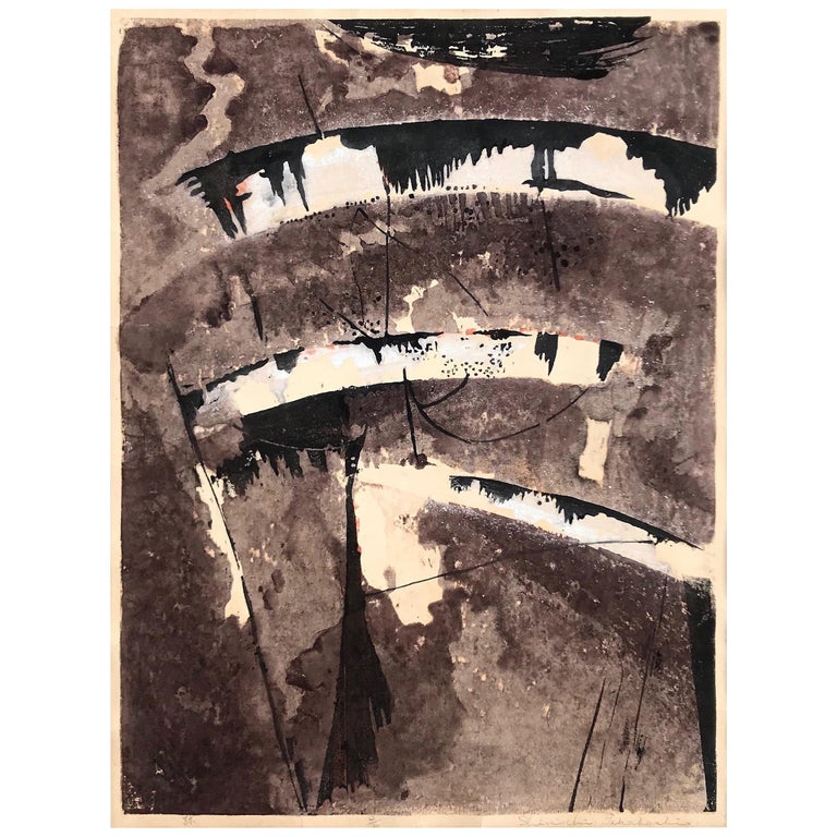 Modernist 1960s Japanese Woodblock Print, Shinichi Takahashi For Sale ...