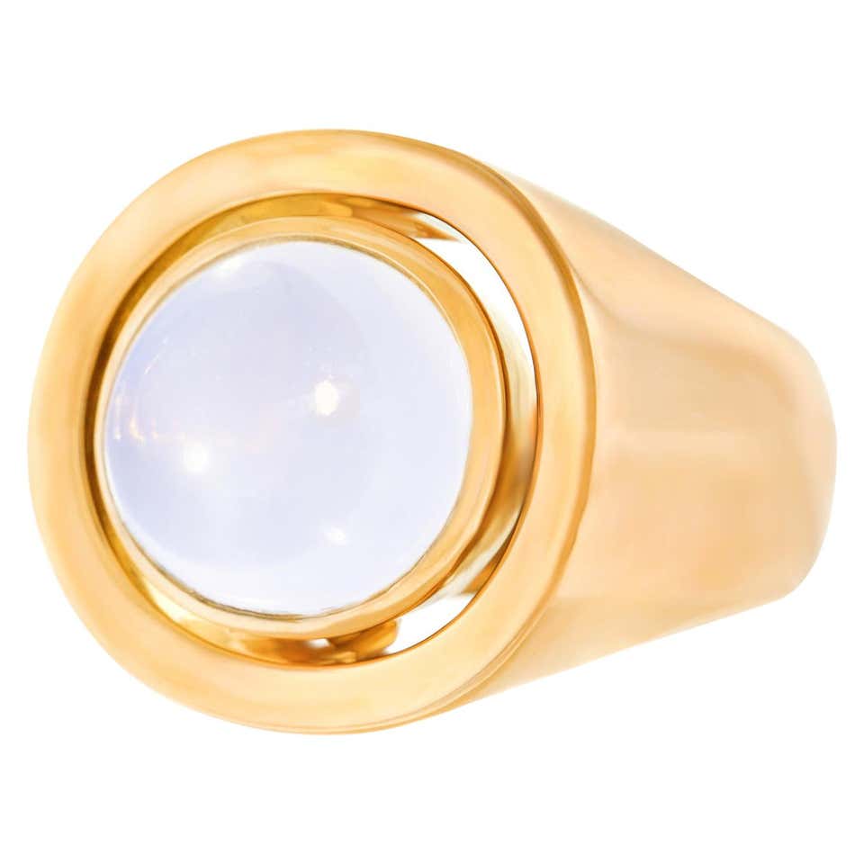 1960s Friedrich Becker Mid Century Modernist Moonstone White Gold Ring 1960s-friedrich-becker-mid-century-modernist-moonstone-white-gold-ring