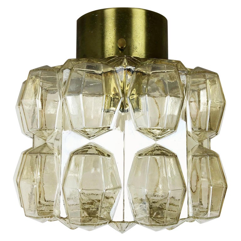 Modernist 1970s German "Diamond" Ceiling Light Made by Glashütte ...