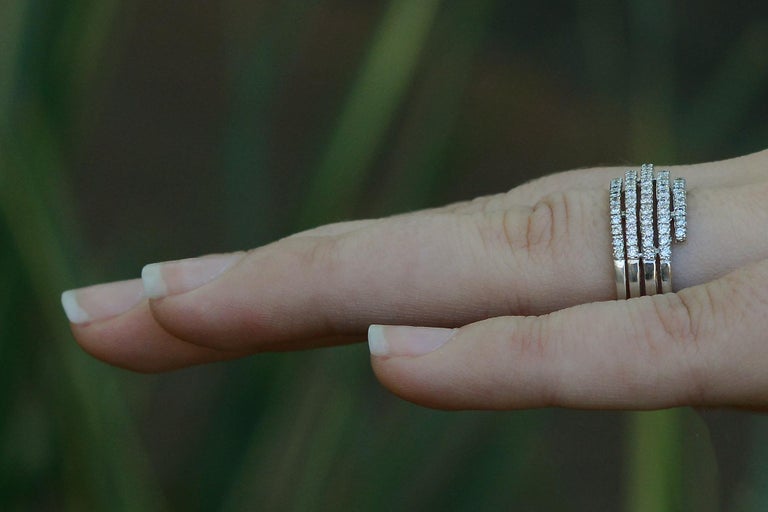 Modernist 5 Row Diamond Anniversary Band Cocktail Ring For Sale at 1stDibs