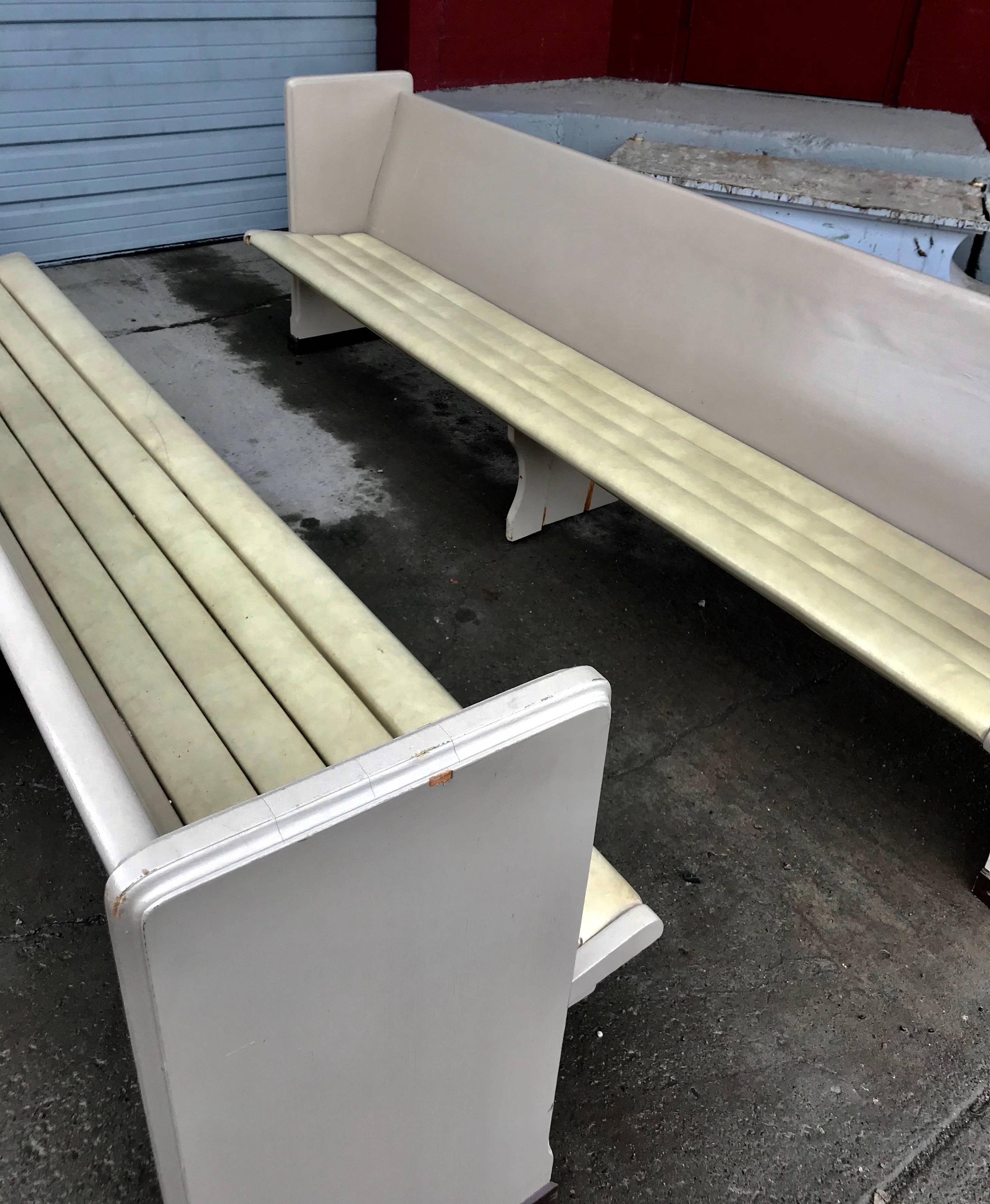 Modernist Painted Tufted Seat Church Pews or Benches For Sale at ...