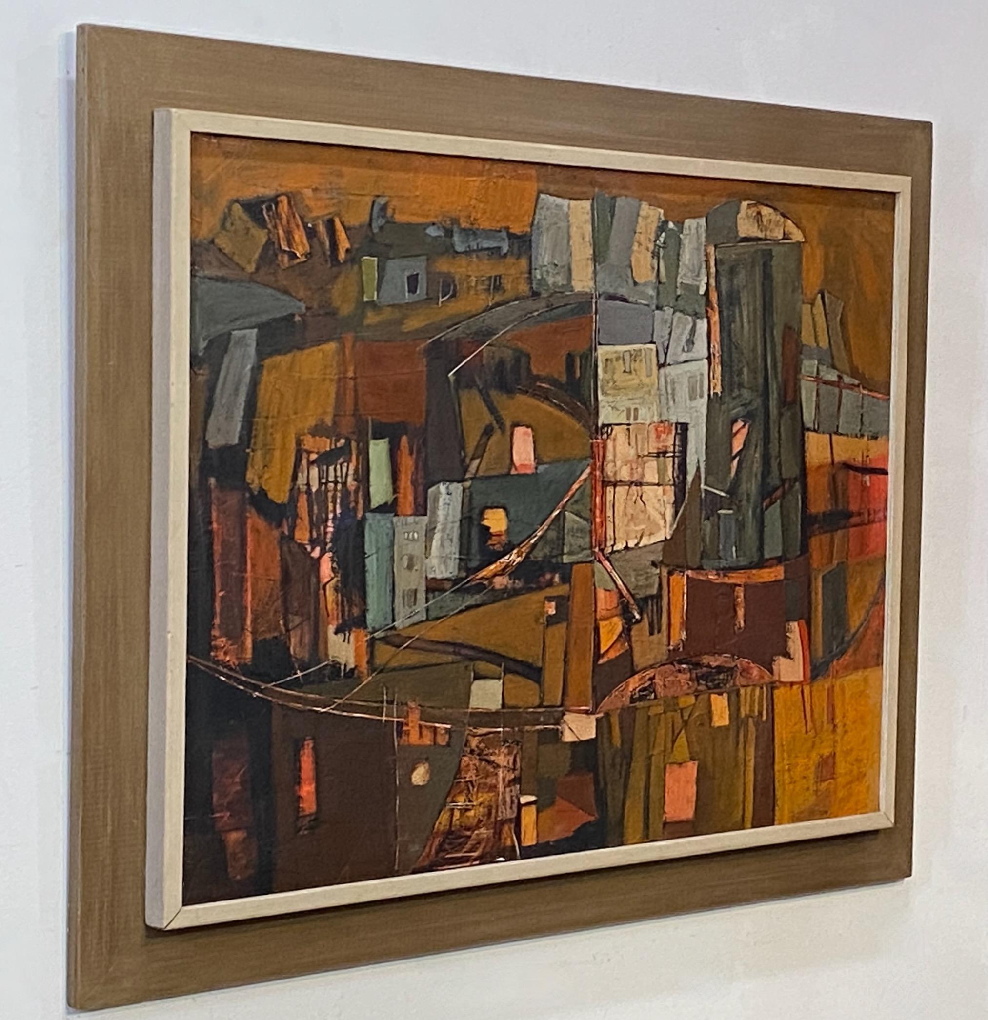 Modernist Abstract Cityscape Painting by California Artist Maurice Lapp ...