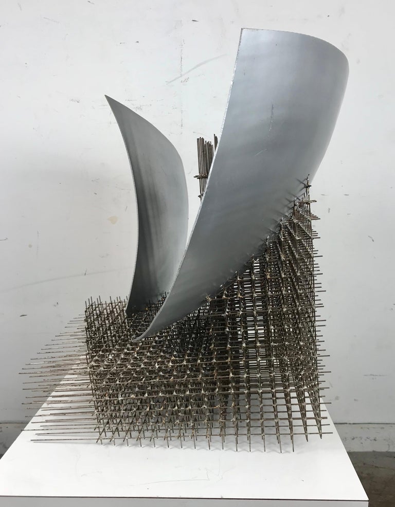 Modernist Abstract Welded Steel Sculpture "Yellow White" by Robert ...