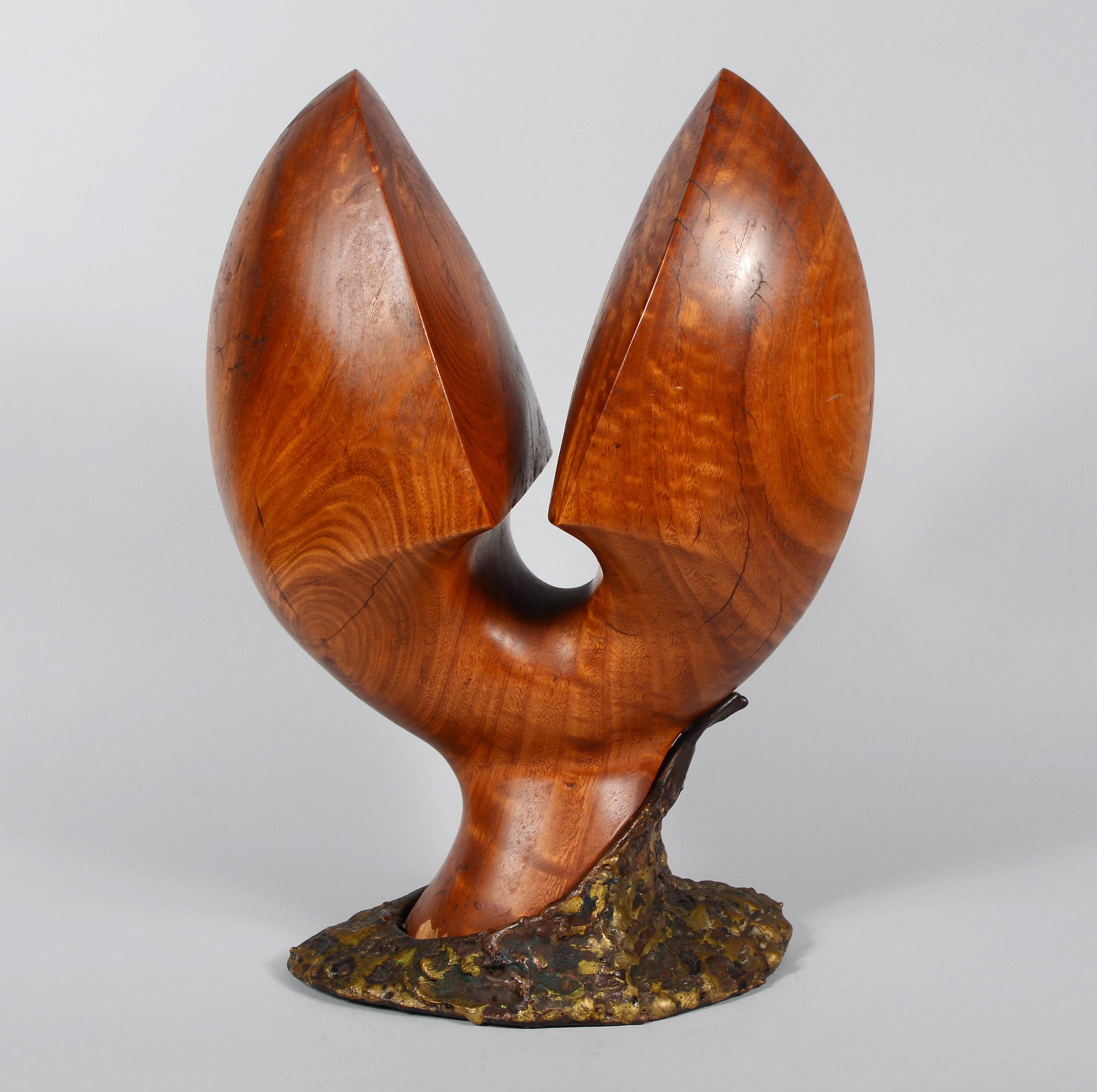 Modernist Abstract Wood and Metal Tabletop Sculpture For Sale at ...