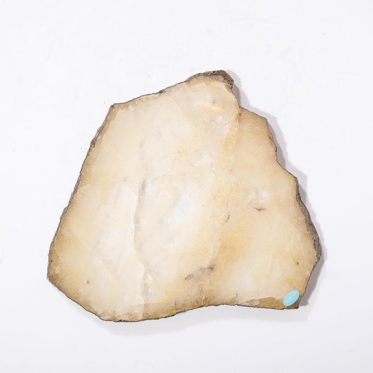 Modernist Amorphic Crystal Quartz Tray Hand Finished with White Gilt ...