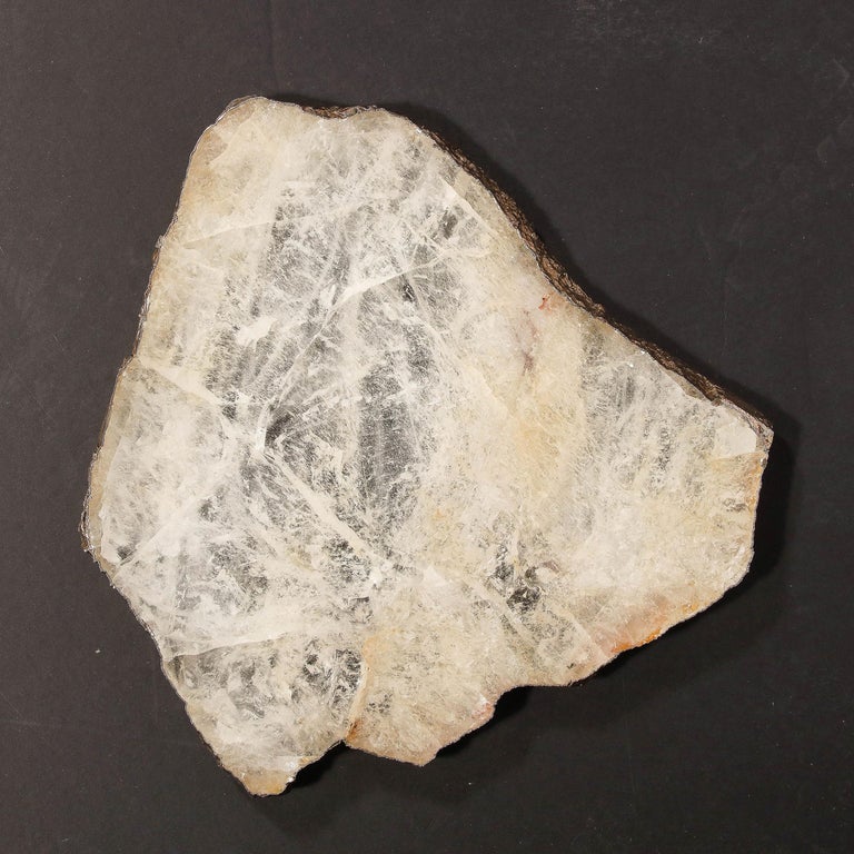 Modernist Amorphic Crystal Quartz Tray Hand Finished with White Gilt ...