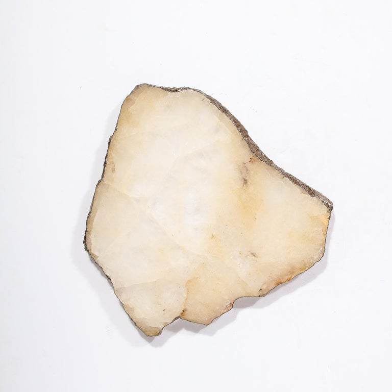 Modernist Amorphic Crystal Quartz Tray Hand Finished with White Gilt ...