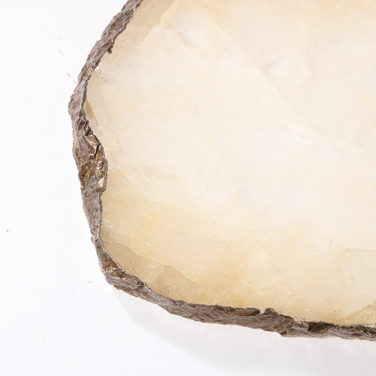 Modernist Amorphic Crystal Quartz Tray Hand Finished with White Gilt ...