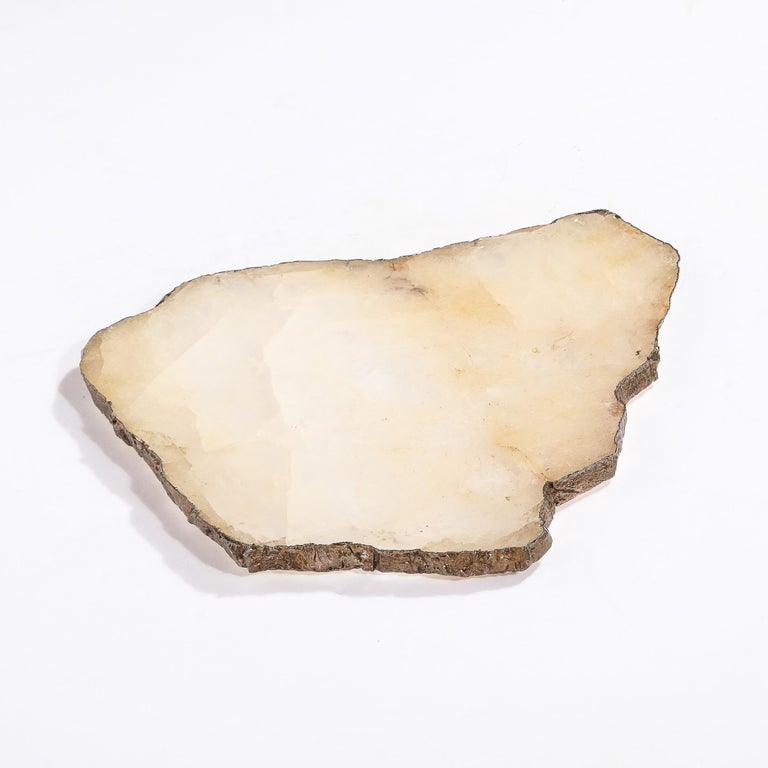 Modernist Amorphic Crystal Quartz Tray Hand Finished with White Gilt ...