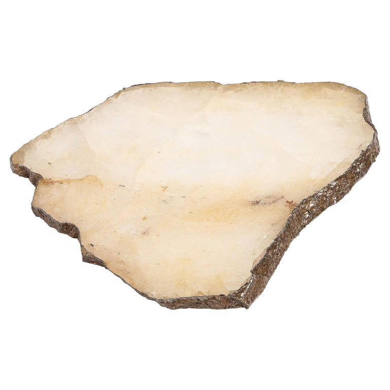 Modernist Amorphic Crystal Quartz Tray Hand Finished with White Gilt ...