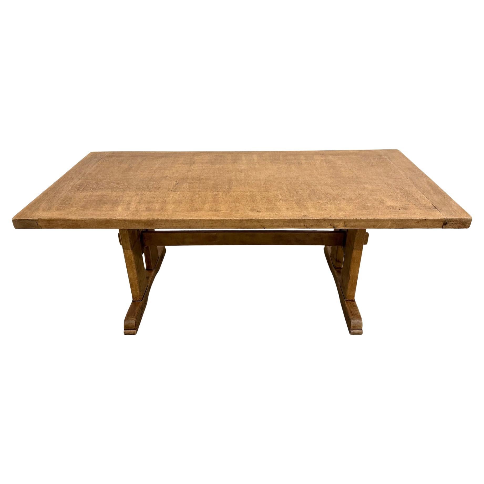 Modernist Architectural Solid Oak Table – Thick Top L200 cm at 1stDibs