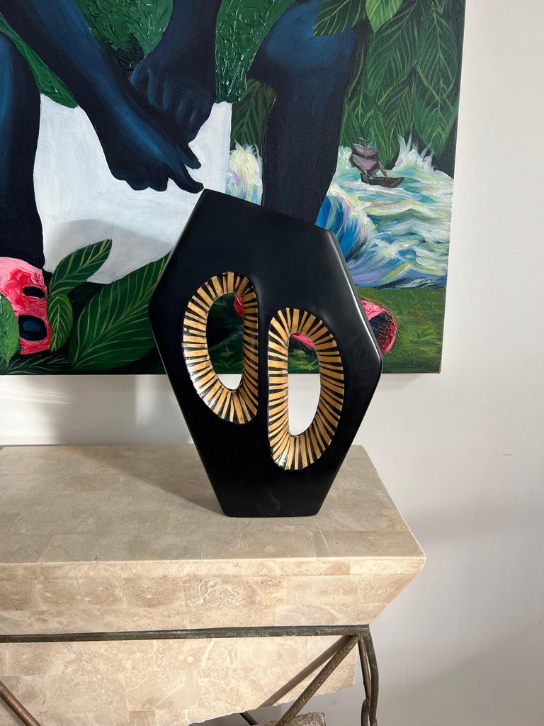 Modernist Asymmetrical Ceramic Vase with Safari Motif, Late 20th ...