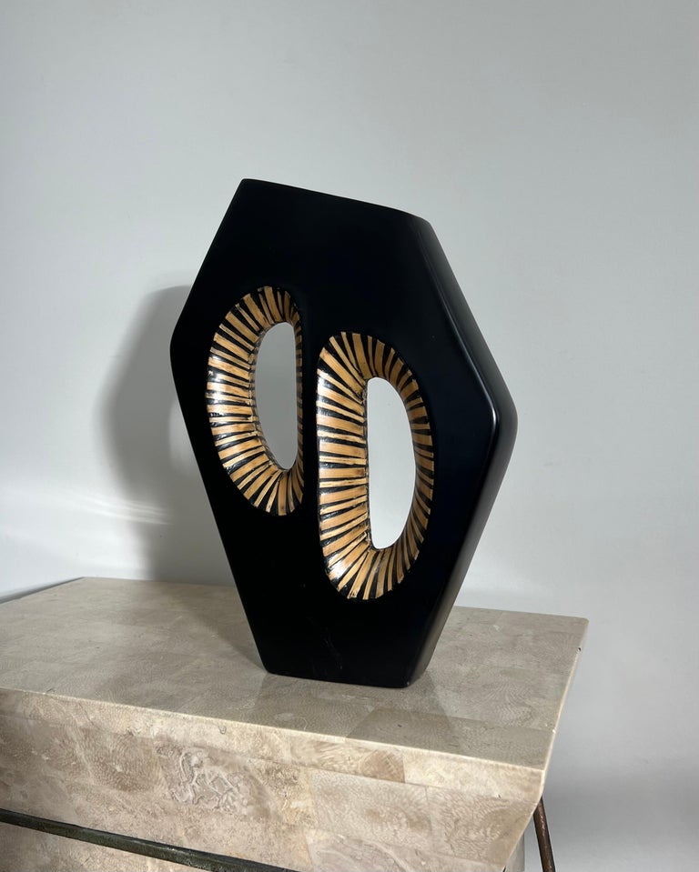 Modernist Asymmetrical Ceramic Vase with Safari Motif, Late 20th ...