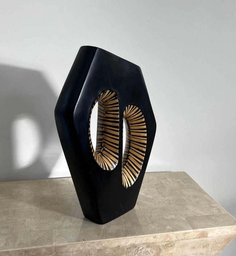 Modernist Asymmetrical Ceramic Vase with Safari Motif, Late 20th ...