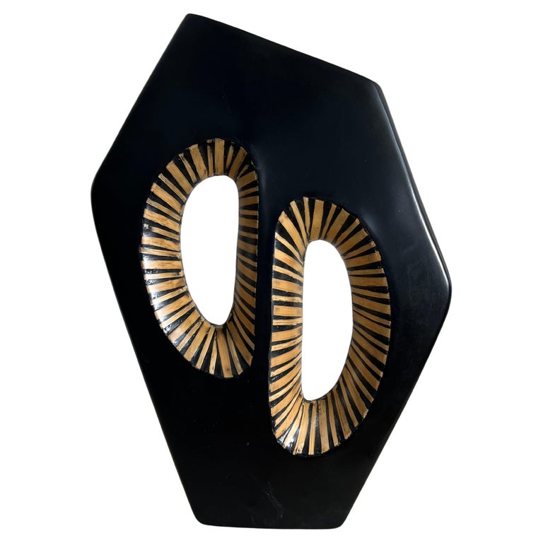 Modernist Asymmetrical Ceramic Vase with Safari Motif, Late 20th ...