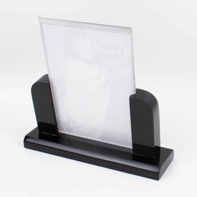 Modernist Black Lucite Picture Frame, Italy 1980s For Sale at 1stDibs