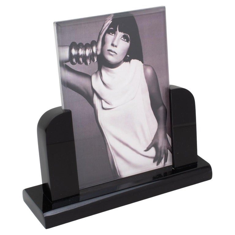 Modernist Black Lucite Picture Frame, Italy 1980s For Sale at 1stDibs