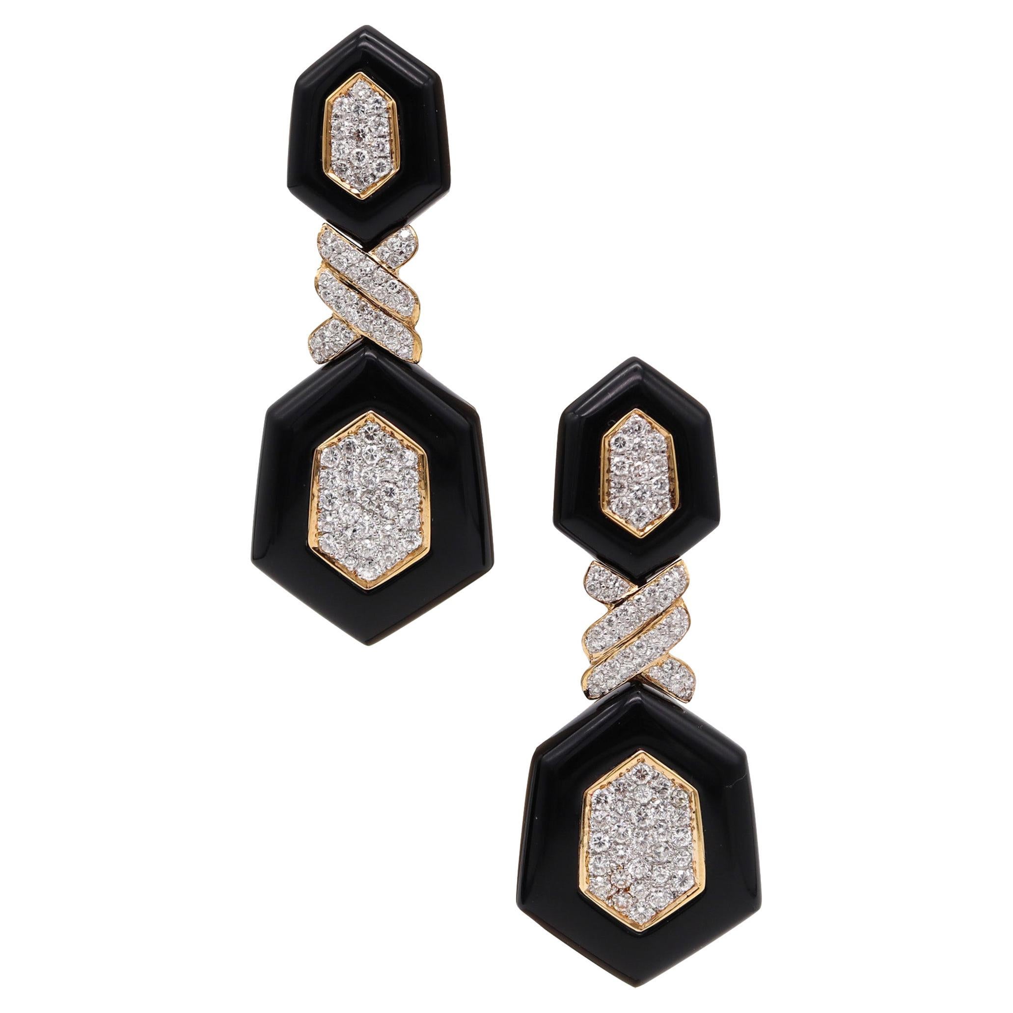 Marina Bvlgari 1983 Troc Dangle Drop Earrings 18kt Gold with 30.87 Ctw ...