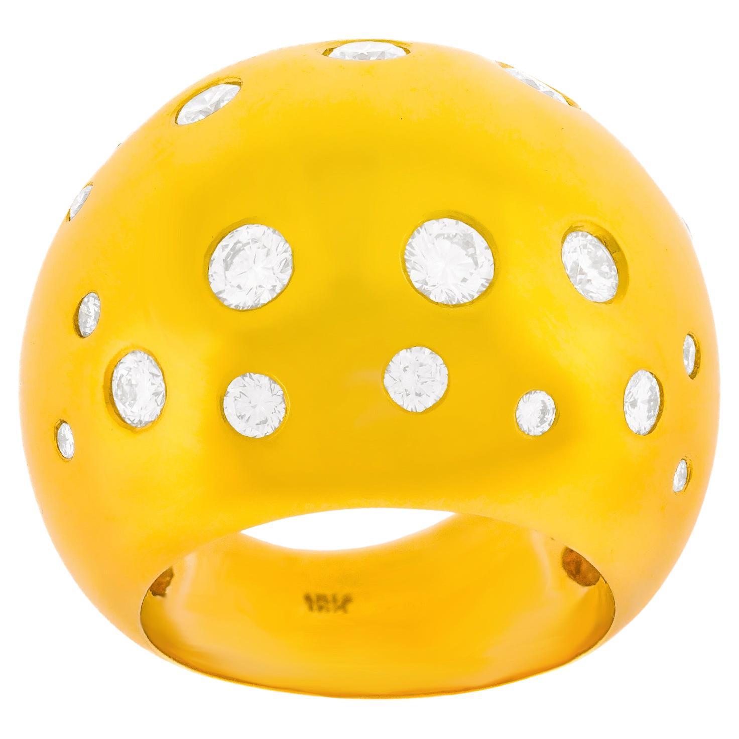 Museum Quality Cartier Paris Diamond Coral Bombe Ring For Sale at 1stDibs