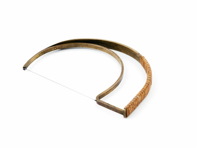 Modernist Brass and Cane Wire Cheese Slicer Knife by Penchoen Originals ...
