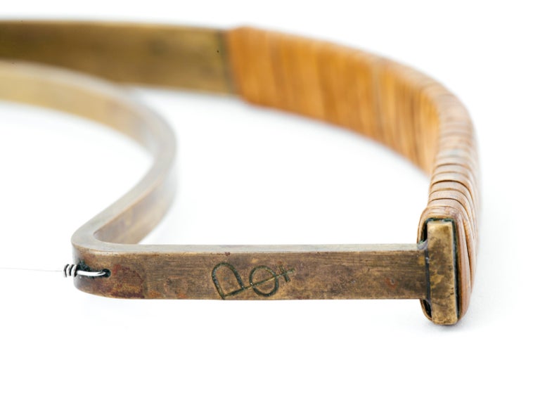 Modernist Brass and Cane Wire Cheese Slicer Knife by Penchoen Originals ...