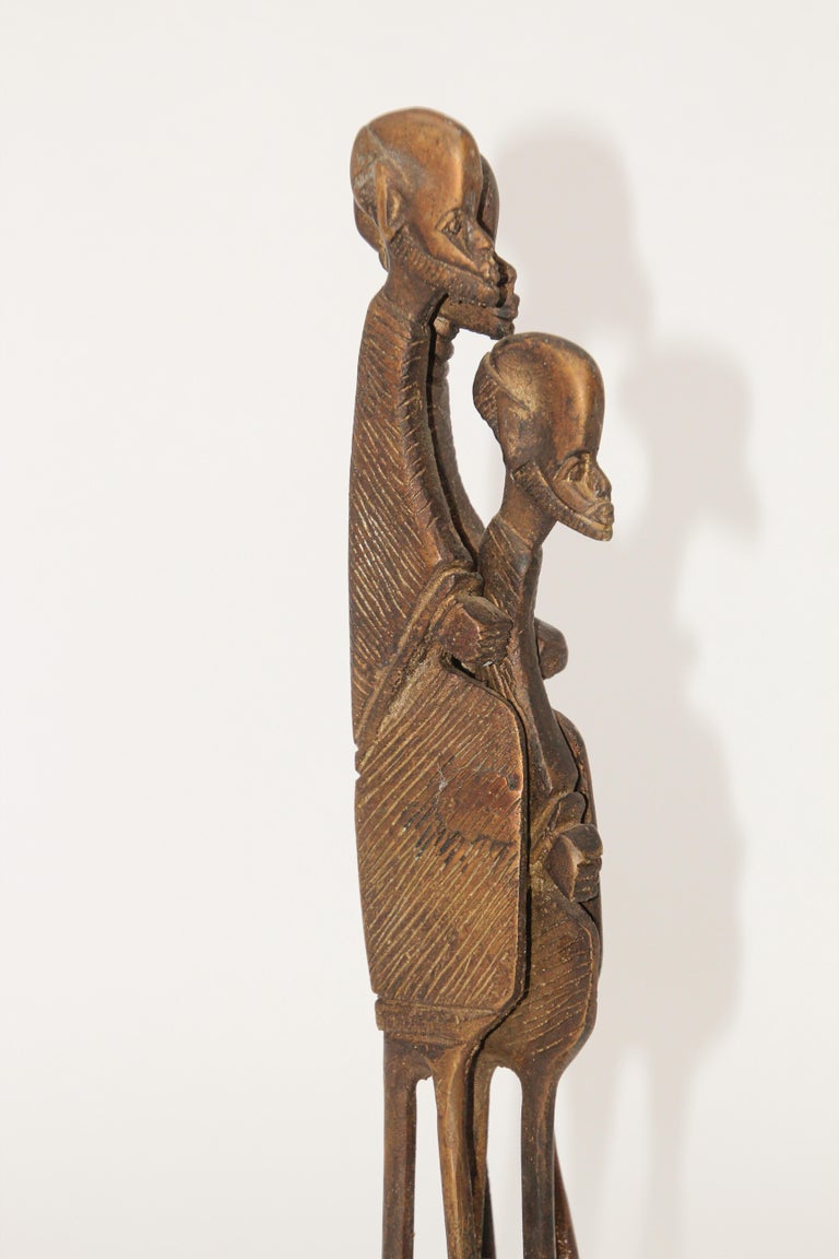 Modernist Bronze African Statues of Father and Sons Etruscan Style at ...
