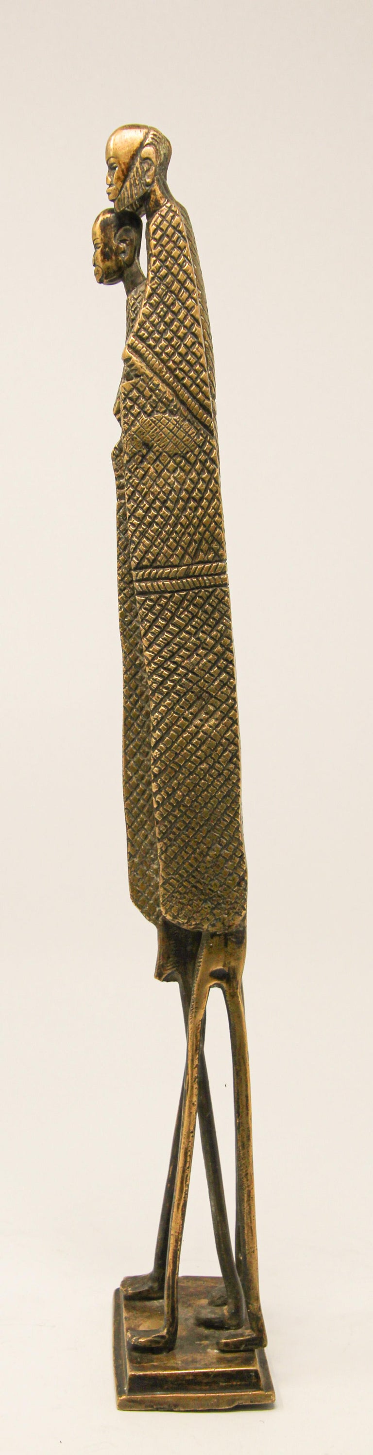 Modernist Bronze African Statues of Mother and Sons Etruscan Style at ...