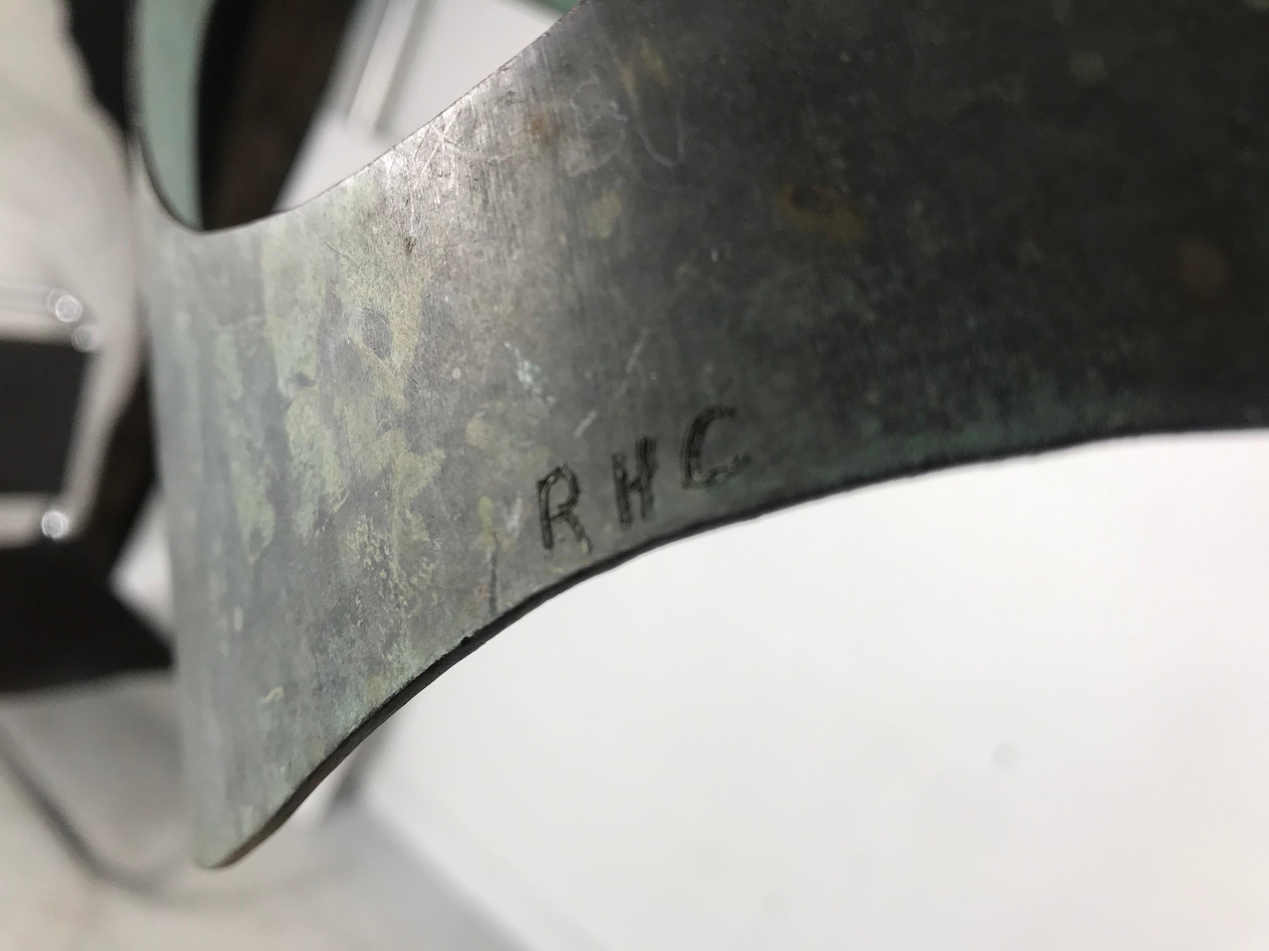 Modernist Bronze Kinetic Ribbon Sculpture, Indoor / Outdoor, Signed R H ...