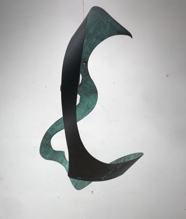 Modernist Bronze Kinetic Ribbon Sculpture, Indoor / Outdoor, Signed R H ...